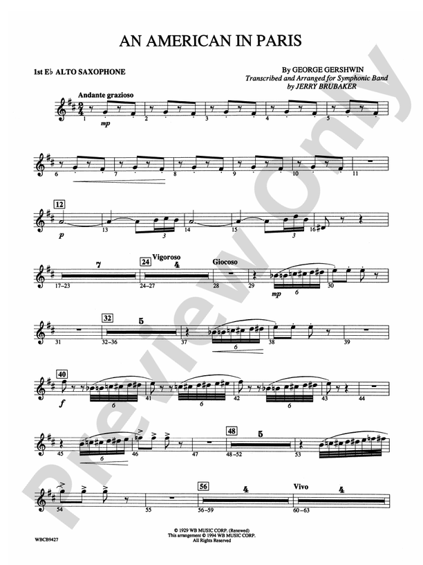 An American in Paris: E-flat Alto Saxophone: E-flat Alto Saxophone Part ...