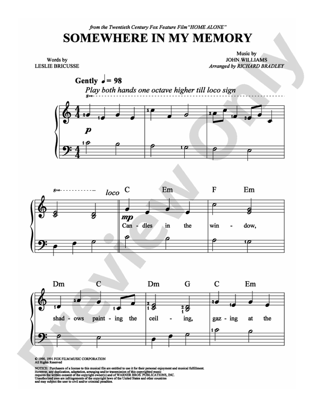 Somewhere in My Memory: Easy Piano: John Williams - Digital Sheet Music ...