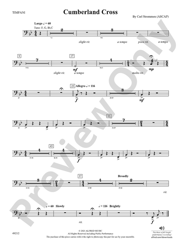 Cumberland Cross: Timpani: Timpani Part - Digital Sheet Music Download