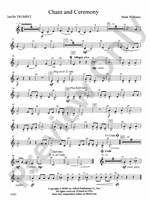 Chant and Ceremony: 2nd B-flat Trumpet: 2nd B-flat Trumpet Part - Digital Sheet Music Download