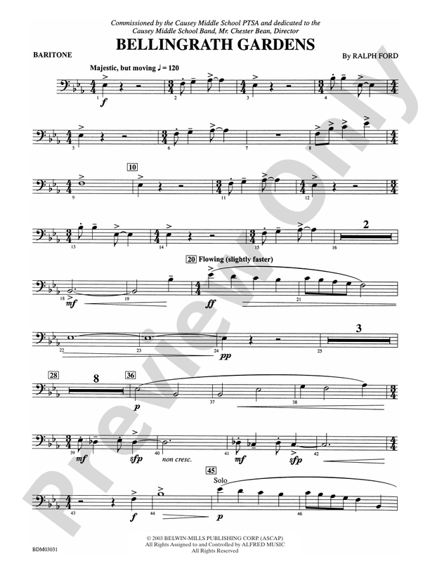 Bellingrath Gardens: Baritone B.C.: Baritone B.C. Part - Digital Sheet Music Download