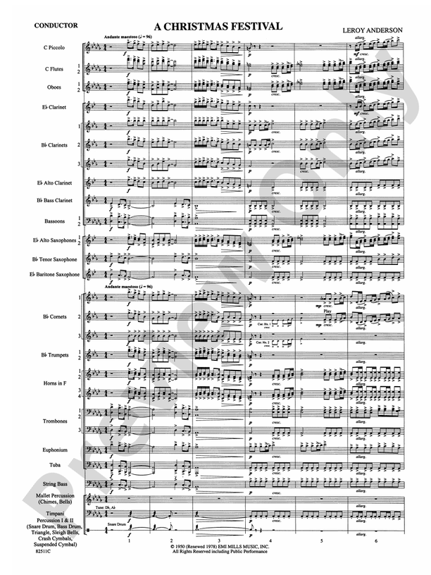 A Christmas Festival: Score: Concert Band Score - Digital Sheet Music ...