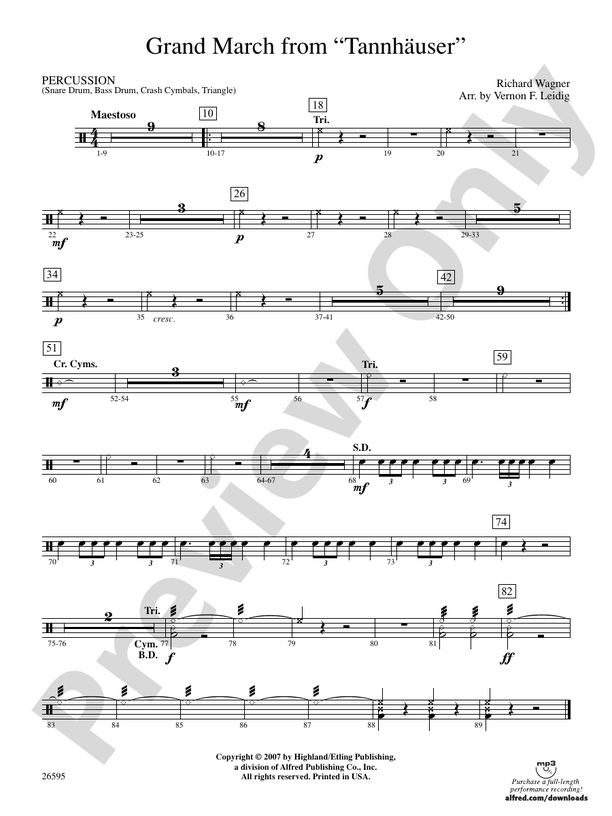Grand March from Tannhäuser: 1st Percussion: 1st Percussion Part ...