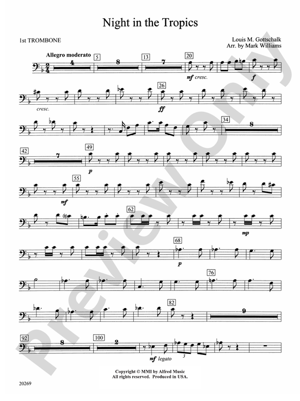 Night in the Tropics: 1st Trombone: 1st Trombone Part - Digital Sheet ...