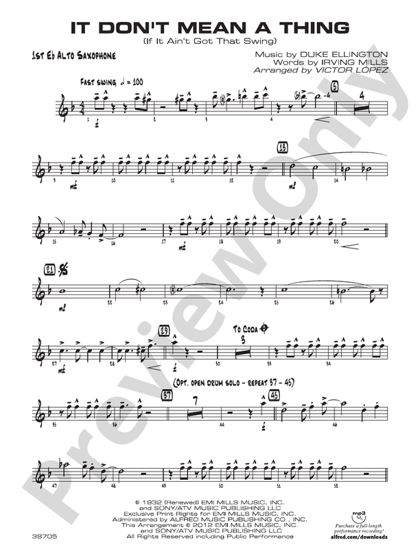 It Don't Mean a Thing (If It Ain't Got That Swing): E-flat Alto ...