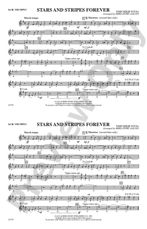 Stars and Stripes Forever: 1st B-flat Trumpet: 1st B-flat Trumpet Part - Digital Sheet Music ...