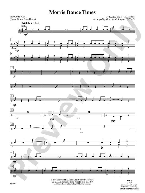 Morris Dance Tunes: 1st Percussion: 1st Percussion Part - Digital Sheet ...