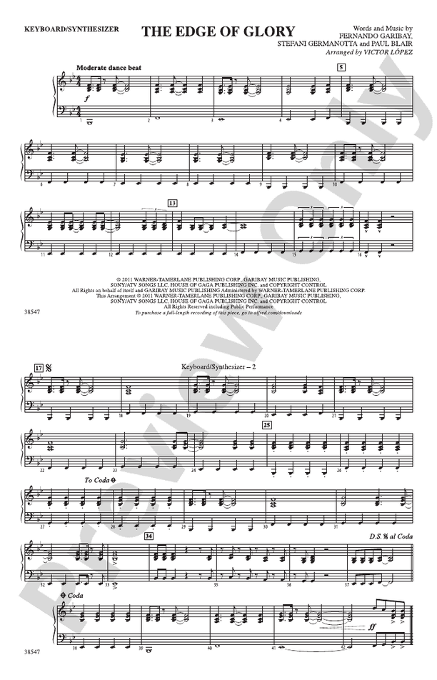 The Edge of Glory: Keyboard/Synthesizer: Keyboard/Synthesizer Part ...