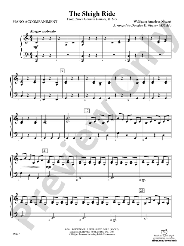 The Sleigh Ride (from Three German Dances, K. 605): Piano Accompaniment ...