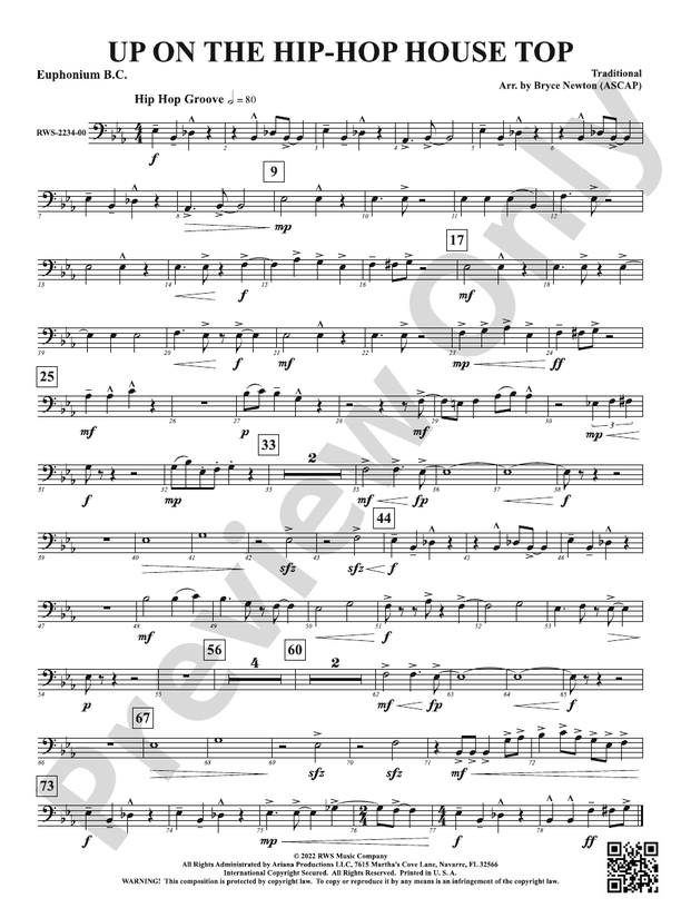 Up on the Hip-Hop House Top: Baritone B.C.: Baritone B.C. Part - Digital Sheet Music Download