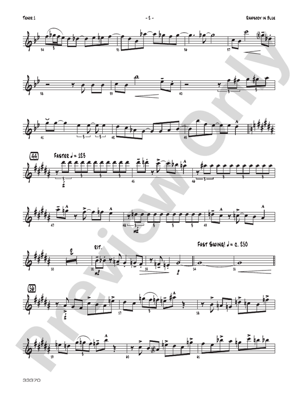 Rhapsody in Blue: B-flat Tenor Saxophone: B-flat Tenor Saxophone Part - Digital Sheet Music Download