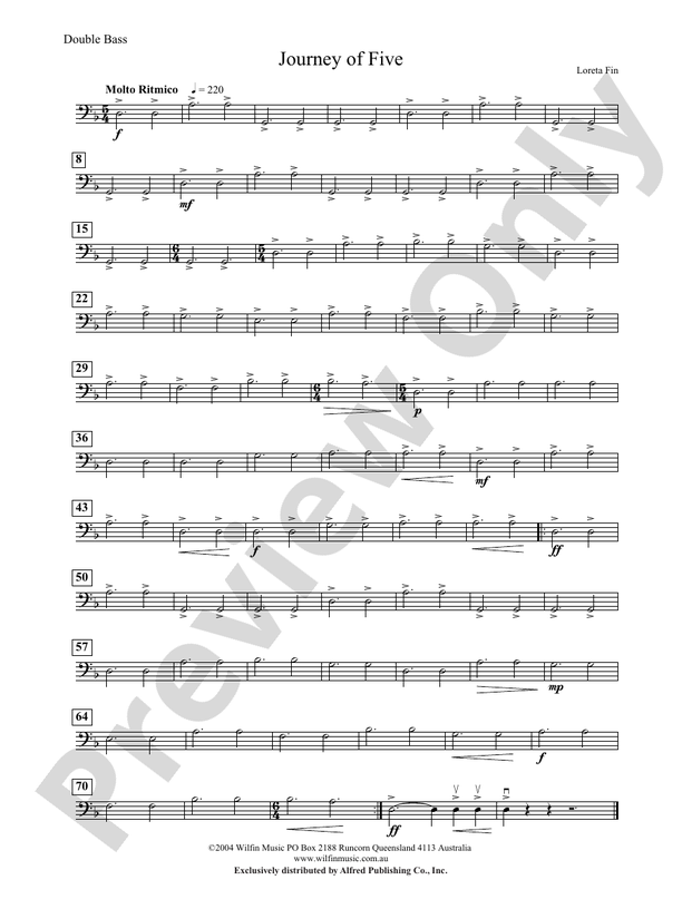 Journey of Five: String Bass: String Bass Part - Digital Sheet Music ...