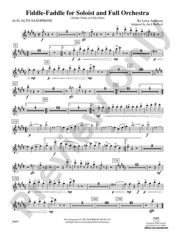 Fiddle-Faddle for Soloist and Full Orchestra: E-flat Alto Saxophone: E-flat Alto Saxophone Part ...