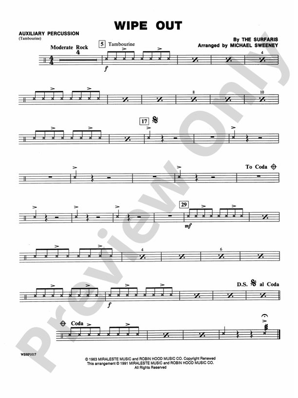 Wipe Out: 3rd Percussion: 3rd Percussion Part - Digital Sheet Music ...