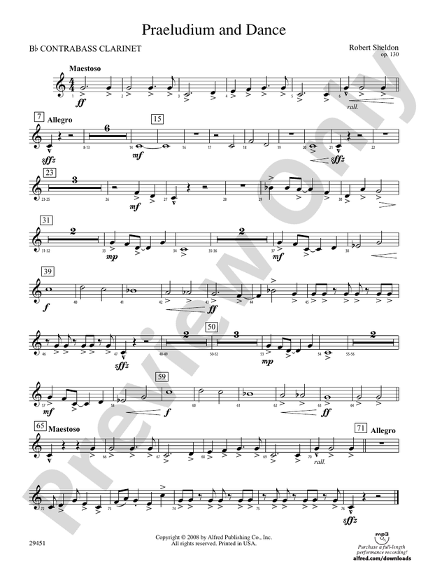 Praeludium and Dance: (wp) B-flat Contrabass Clarinet: (wp) B-flat Contrabass Clarinet World ...