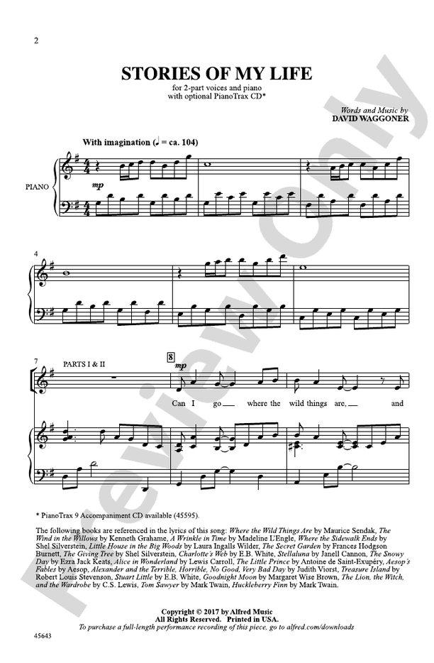 Stories of My Life: 2-Part Choral Octavo: David Waggoner - Digital ...