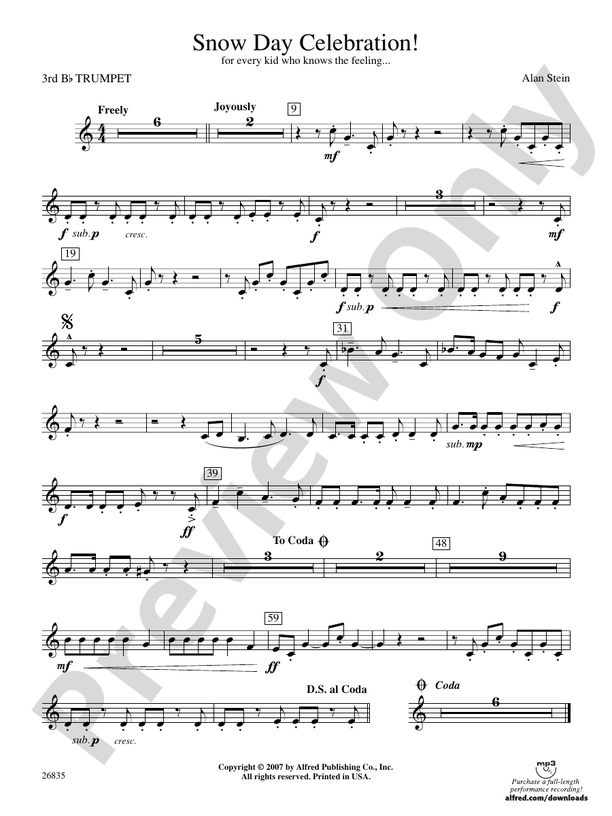 Snow Day Celebration!: 3rd B-flat Trumpet: 3rd B-flat Trumpet Part ...