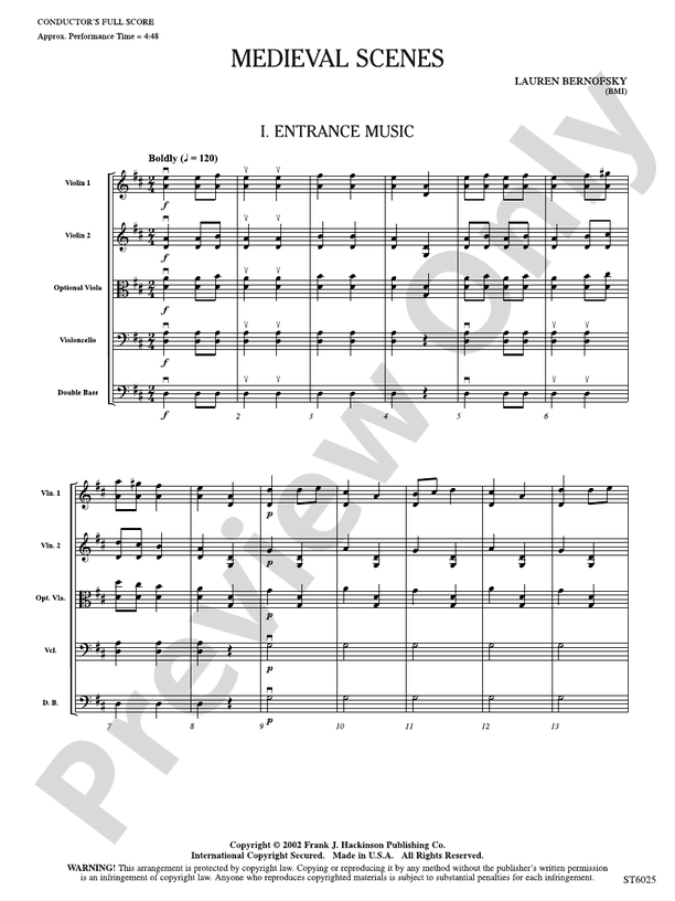 Medieval Scenes: Score: : Lauren Bernofsky - Digital Sheet Music Download