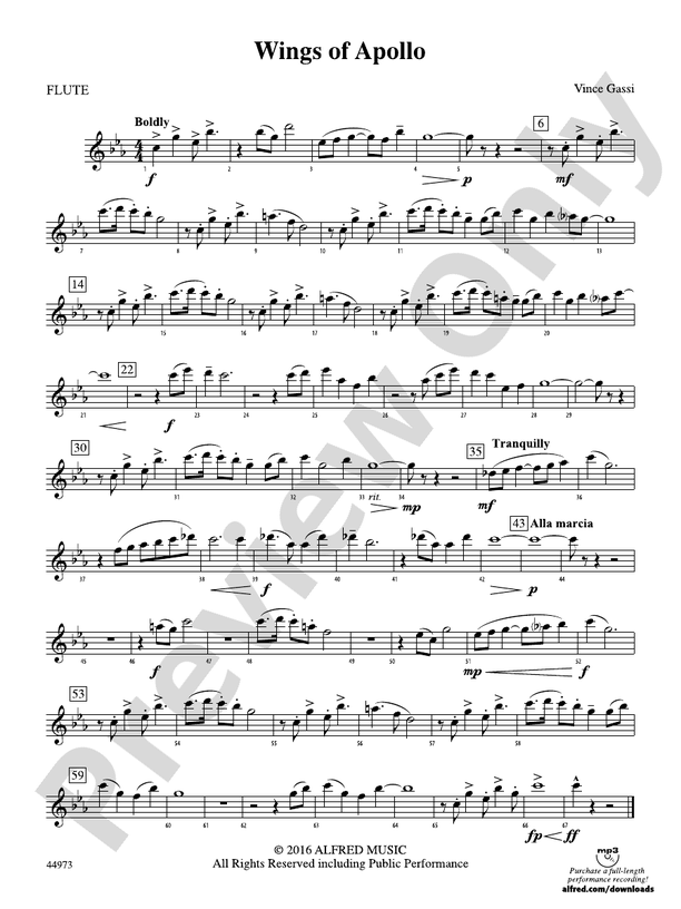 Wings of Apollo: Flute: Flute Part - Digital Sheet Music Download