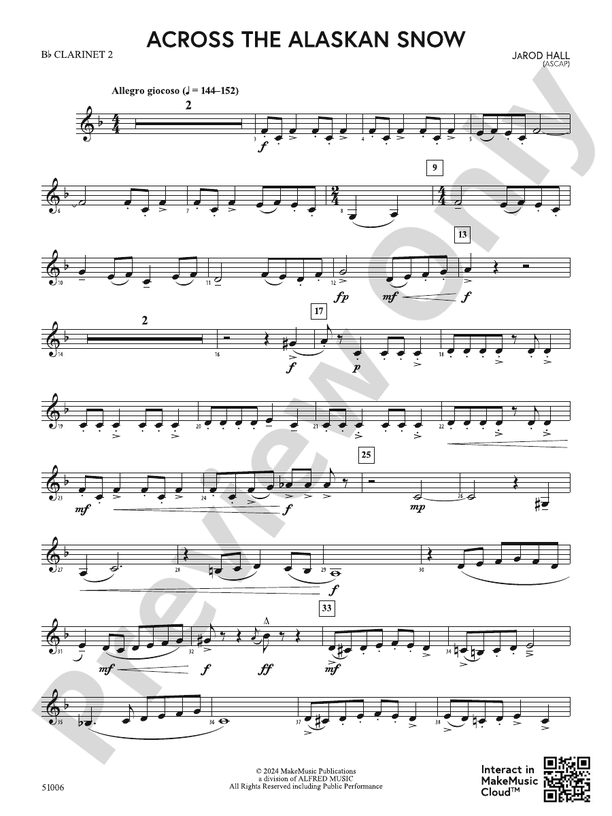 Across the Alaskan Snow: 2nd B-flat Clarinet: 2nd B-flat Clarinet Part - Digital Sheet Music ...
