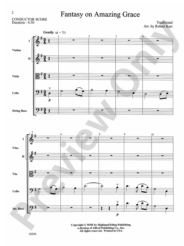Fantasy on Amazing Grace: Score: String Orchestra Score - Digital Sheet ...