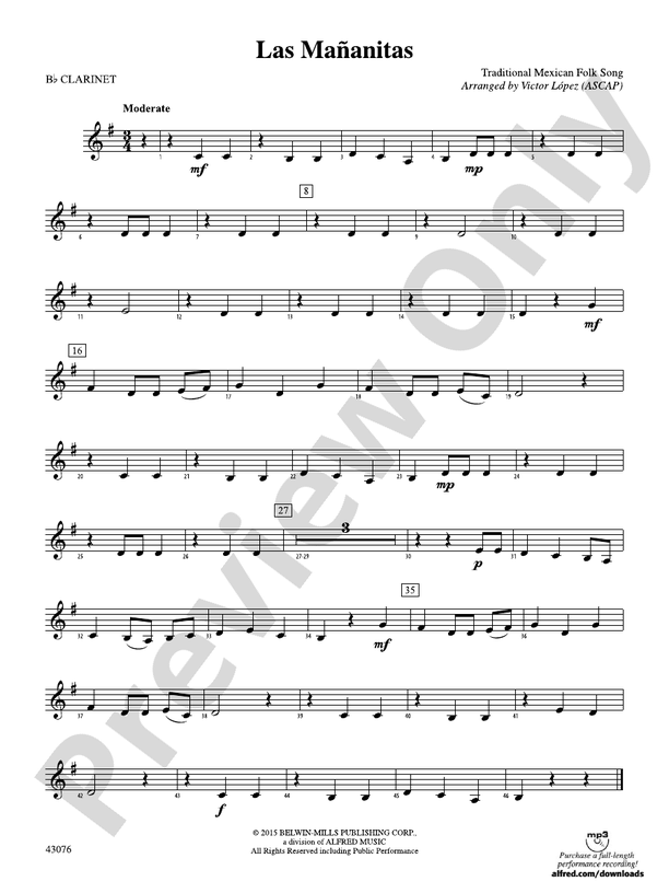 Las Mañanitas: 1st B-flat Clarinet: 1st B-flat Clarinet Part - Digital ...