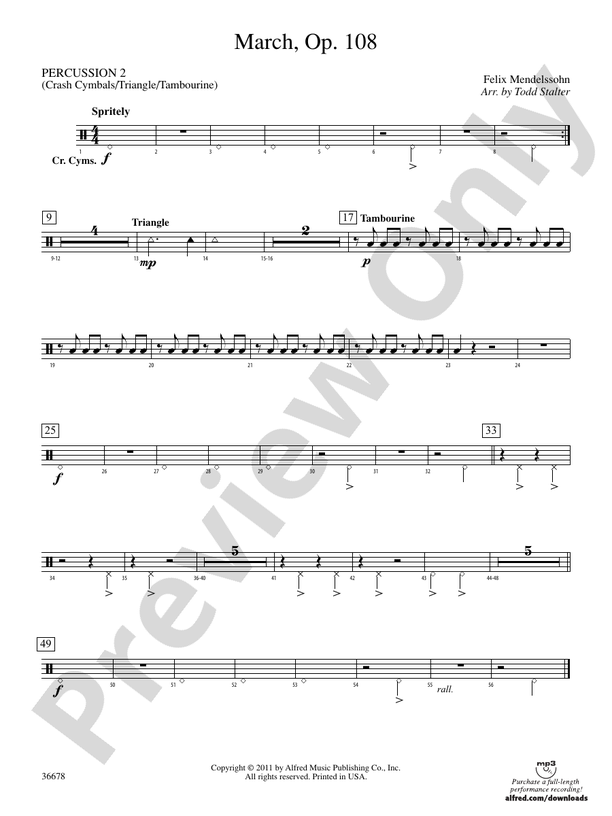 March, Op. 108: 2nd Percussion: 2nd Percussion Part - Digital Sheet ...