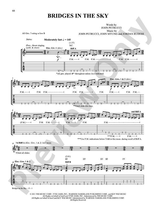 Bridges in the Sky: Guitar: Dream Theater - Digital Sheet Music Download