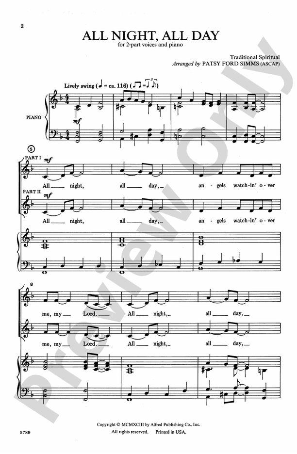 All Night, All Day: 2-Part Choral Octavo - Digital Sheet Music Download