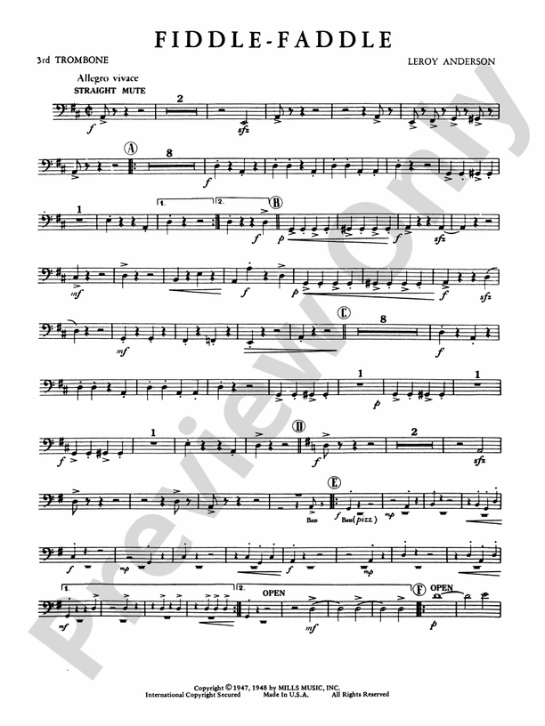 Fiddle-Faddle: 3rd Trombone: 3rd Trombone Part - Digital Sheet Music ...