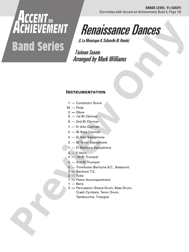Renaissance Dances: Score: Concert Band Score - Digital Sheet Music ...