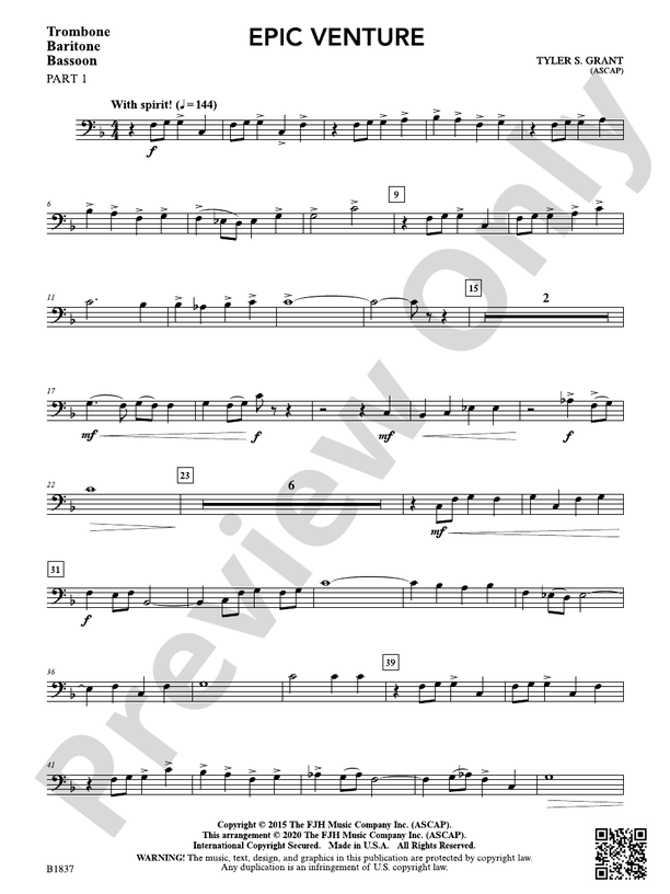 Epic Venture: Part 1 - Trombone / Euphonium / Bassoon: Part 1 ...