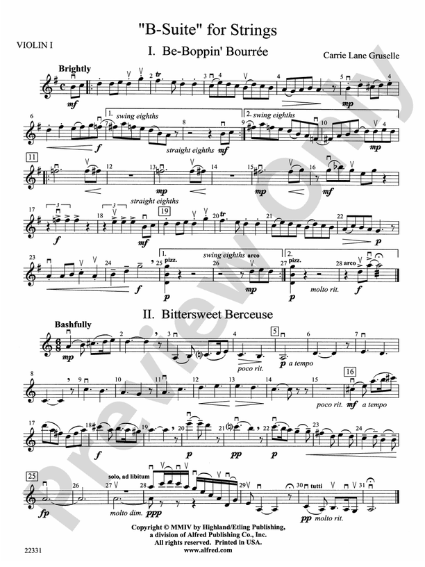 "B-Suite" for Strings: 1st Violin: 1st Violin Part - Digital Sheet Music Download