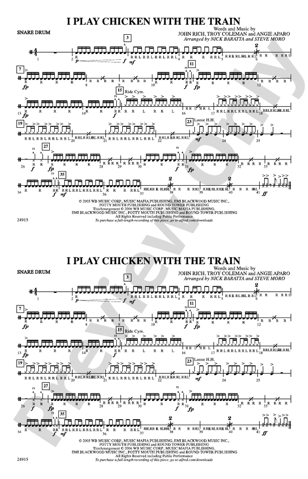 I Play Chicken with the Train: Snare Drum: Snare Drum Part - Digital ...