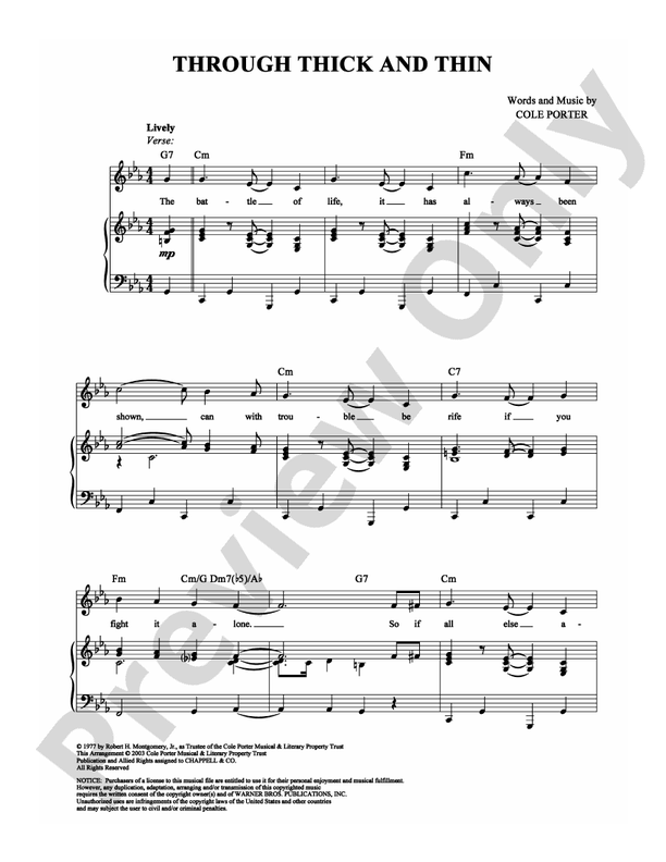 Through Thick and Thin: Piano/Vocal/Chords: Cole Porter - Digital Sheet Music Download