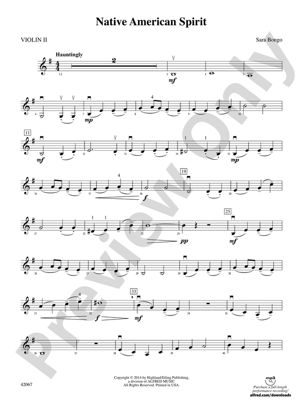 Native American Spirit: 2nd Violin: 2nd Violin Part - Digital Sheet ...