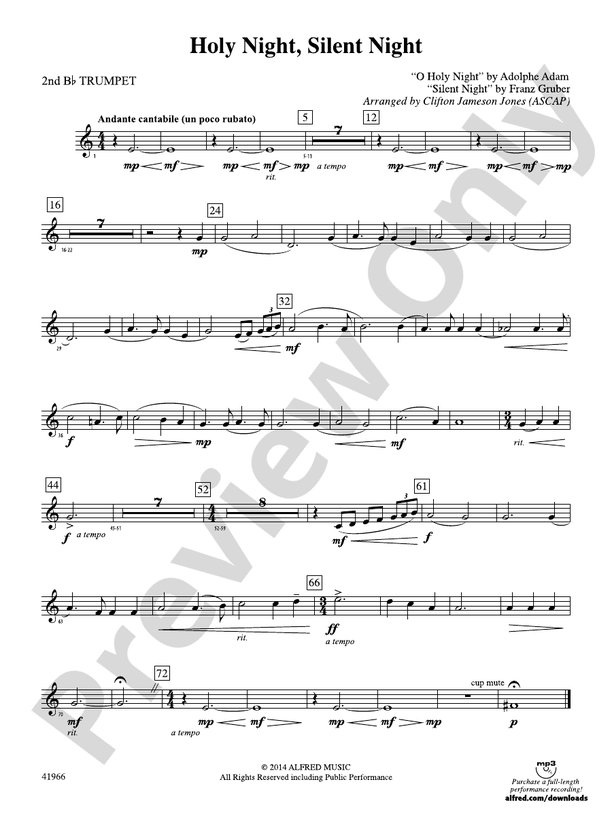 Holy Night, Silent Night: 2nd B-flat Trumpet: 2nd B-flat Trumpet Part ...