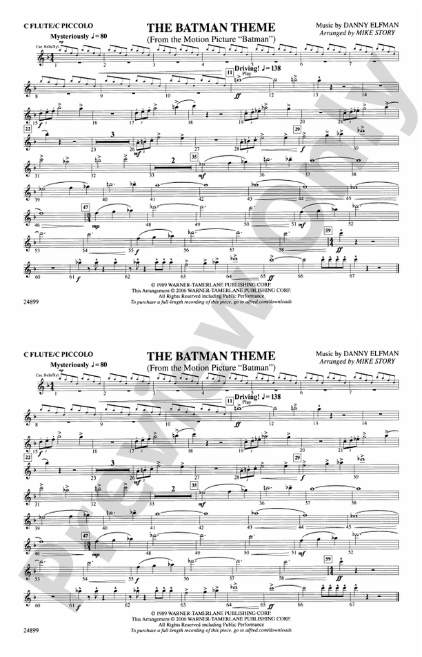 The Batman Theme (from Batman): Flute: Flute Part - Digital Sheet Music ...