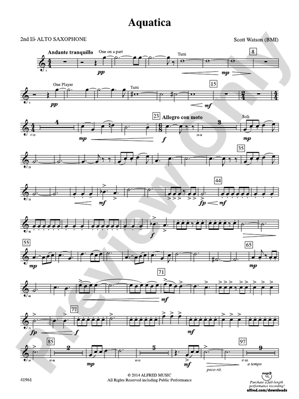 Aquatica 2nd E Flat Alto Saxophone 2nd E Flat Alto Saxophone Part