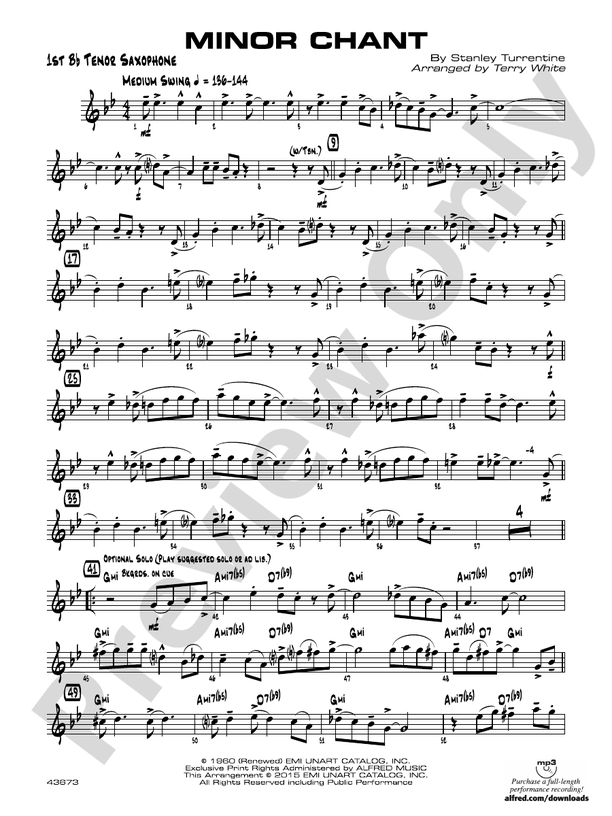 Minor Chant: B-flat Tenor Saxophone: B-flat Tenor Saxophone Part ...