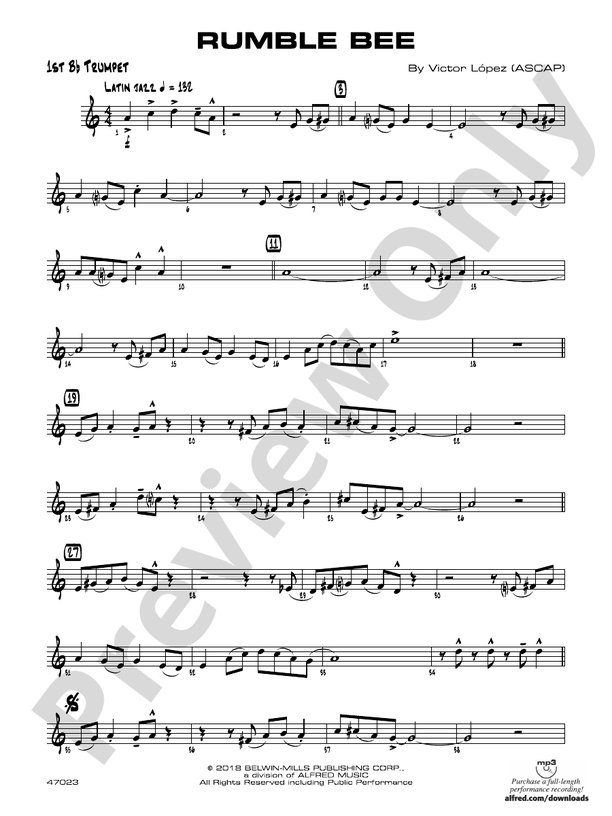Rumble Bee: 1st B-flat Trumpet: 1st B-flat Trumpet Part - Digital Sheet ...