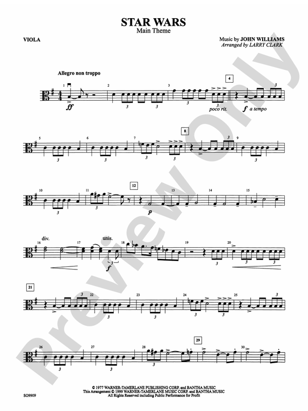 Star Wars (Main Theme): Viola: Viola Part - Digital Sheet Music Download