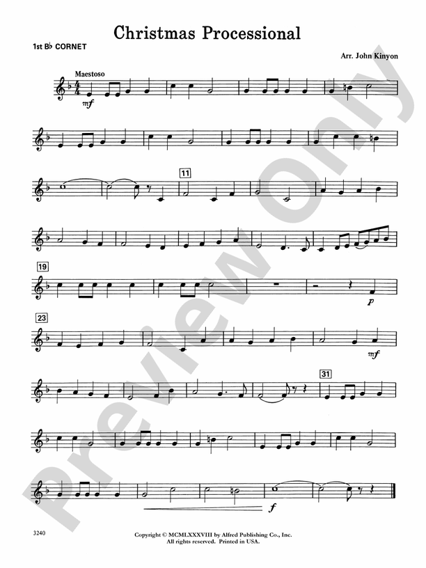 Christmas Processional: 1st B-flat Cornet: 1st B-flat Cornet Part - Digital Sheet Music Download