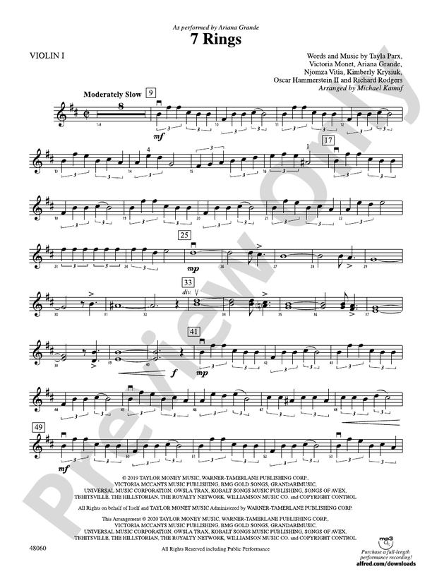 7 Rings: 1st Violin: 1st Violin Part - Digital Sheet Music Download