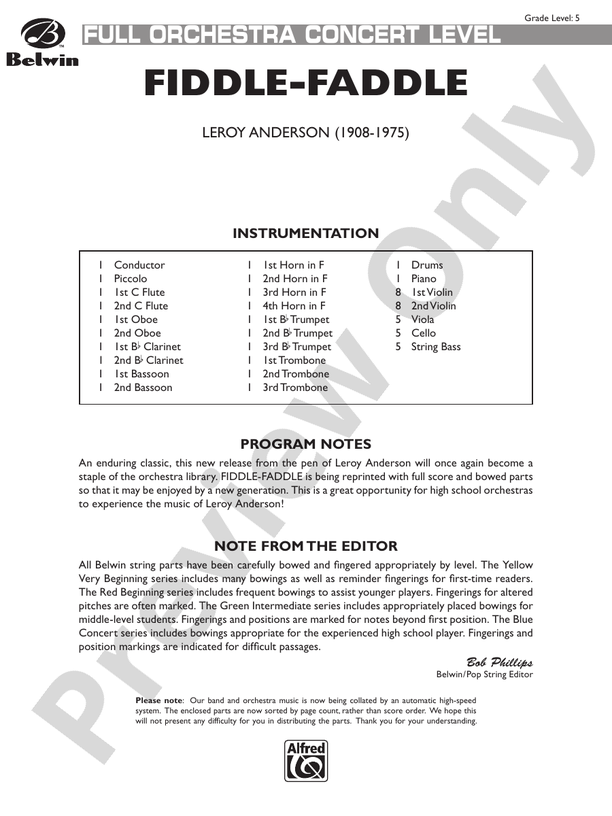 Fiddle-Faddle: Score: Full Orchestra Score - Digital Sheet Music Download