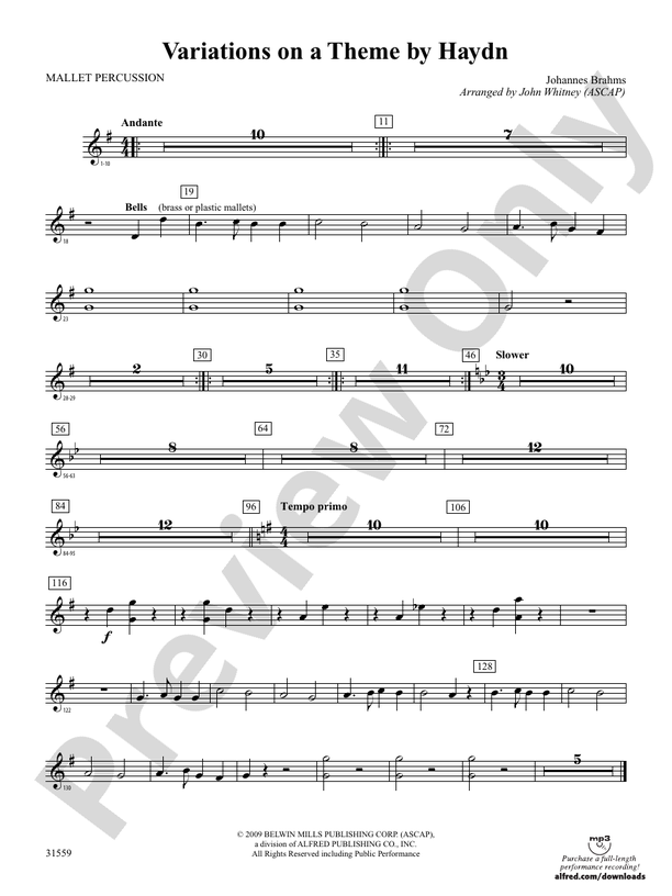 Variations on a Theme by Haydn: Mallets: Mallets Part - Digital Sheet ...
