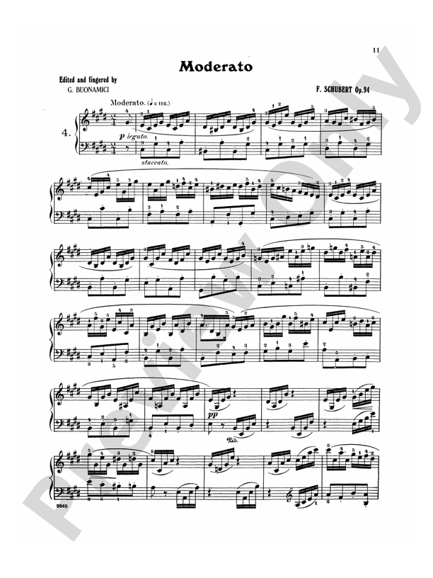 Schubert: Moments Musicaux, Op. 94: Moderato, in C Minor Part - Digital Sheet Music Download