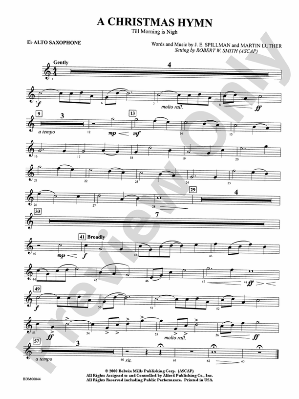 A Christmas Hymn: E-flat Alto Saxophone: E-flat Alto Saxophone Part - Digital Sheet Music Download