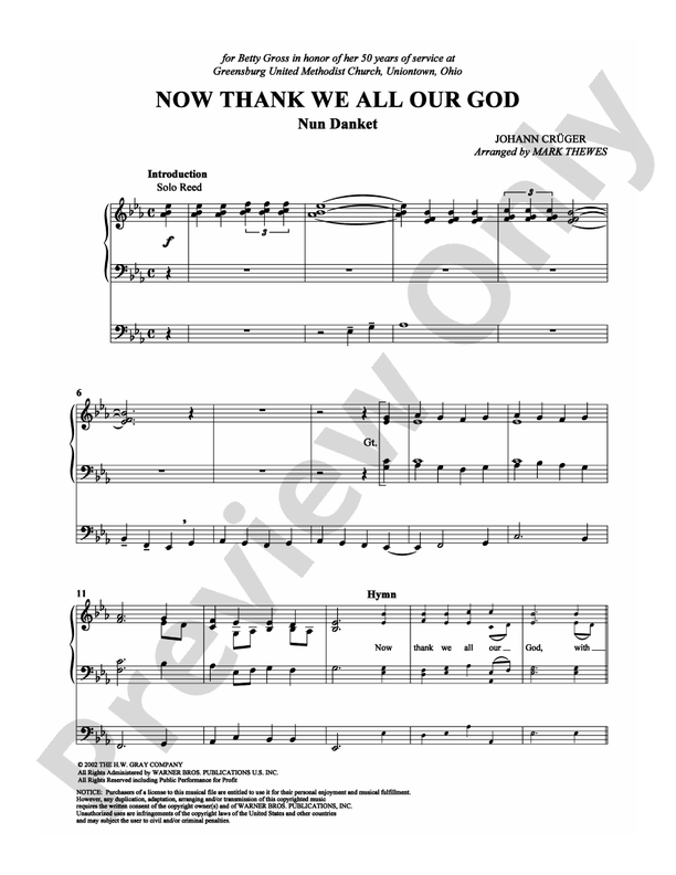 Now Thank We All Our God: Organ: Johann Cruger - Digital Sheet Music ...