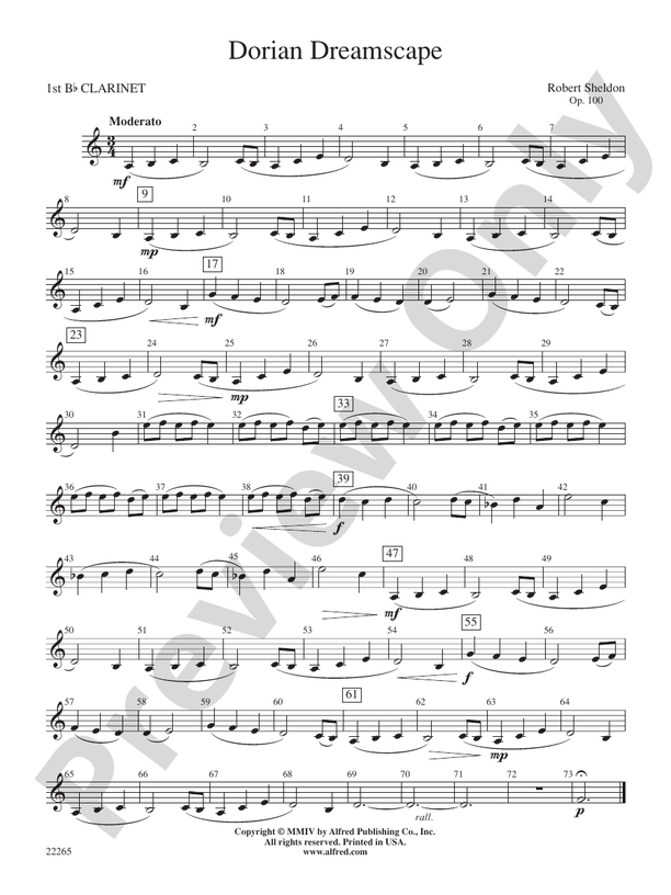Dorian Dreamscape: 1st B-flat Clarinet: 1st B-flat Clarinet Part ...